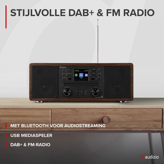 Internetradio - Audizio Avola alles-in-één radio met Bluetooth - DAB+/FM - CD speler -... | bol