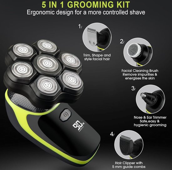 Lexium Skull Shaver - Scheerapparaat Mannen – Trimmer - Tondeuse - Hoofd Kaal Scheren | bol