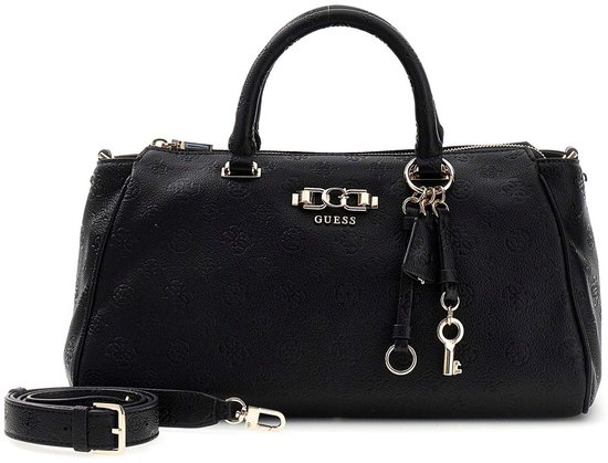 GUESS handtas schoudertas Anise Box Satchel Black Logo zwart | bol
