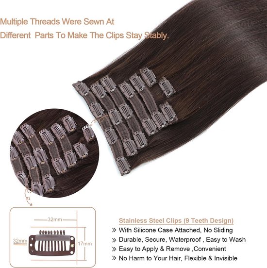20 Inch Double Weft Clip-in Haarverlenging 8 Delen 100g Zijdezacht ...
