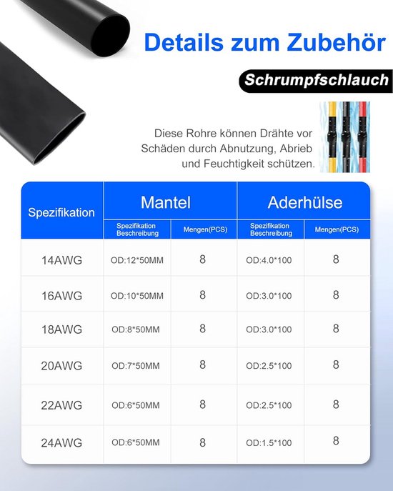 3-aderige Elektriciteitskabel 22 AWG (0.34mm²) - 20 Meter - 300V ...