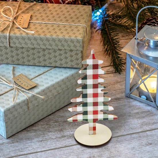 Set van 6 Mini Houten Kerstboompjes voor Tafeldecoratie en ...