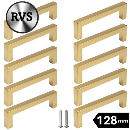 10 X MSQDESIGN Handgrepen RVS Goud - Boormaat 128mm - Gouden Handgreep ...