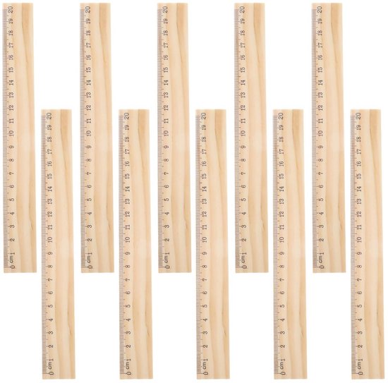 Houten Linialen Set van 10 Stuks - 20 cm Meetlat voor School en Kantoor ...