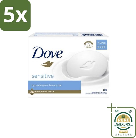 5 x Dove Zeep - Sensitive 4 x 90 gr. - Grootverpakking - Gevoelige Huid ...