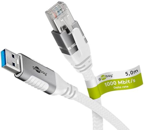 5m LAN naar USB-kabel - USB A 3.0 naar RJ45 Ethernet CAT 6-kabel ...
