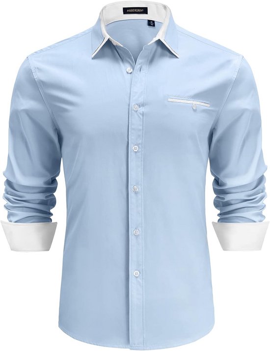 Formeel Heren Overhemd Lange Mouw Business Casual met Dubbele Kraag | bol