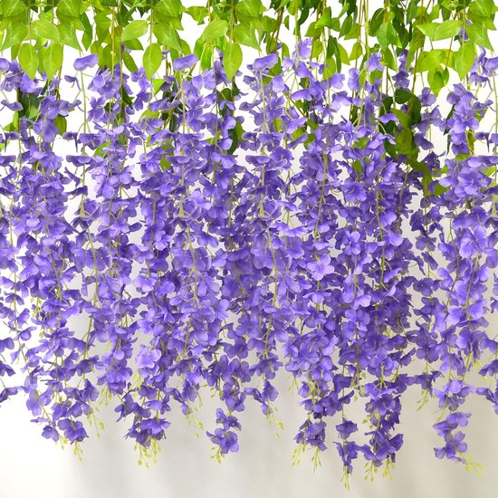 12 Stuks Hangende Blauweregen Kunstbloemen Slinger Lange Nep Wijnstok ...