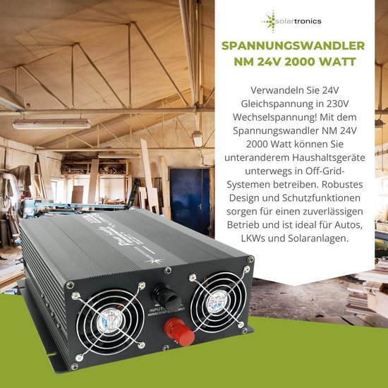 Spanningsomvormer 2000W 24V naar 230V Gemodificeerde Sinus met USB en ...