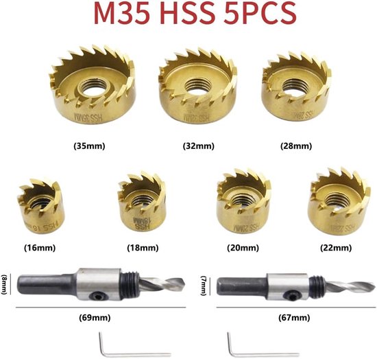 Metaal Gatenzaag Set M35 HSS 7-delig | bol