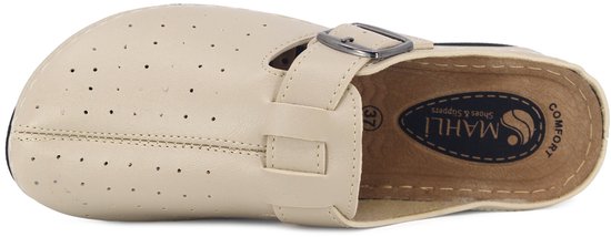 Mahli - Zenne - Dames Cloggs - Gesp - Cloggs - Comfort - Beige - Maat ...