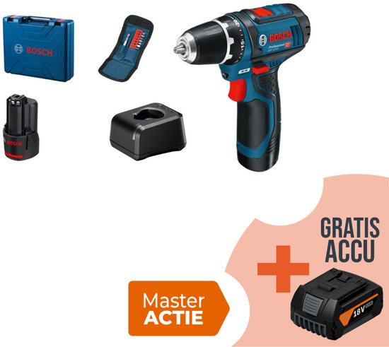 Bosch Professional GSR 12V-15 Schroefmachine - Met 2x 12V accu's en ...