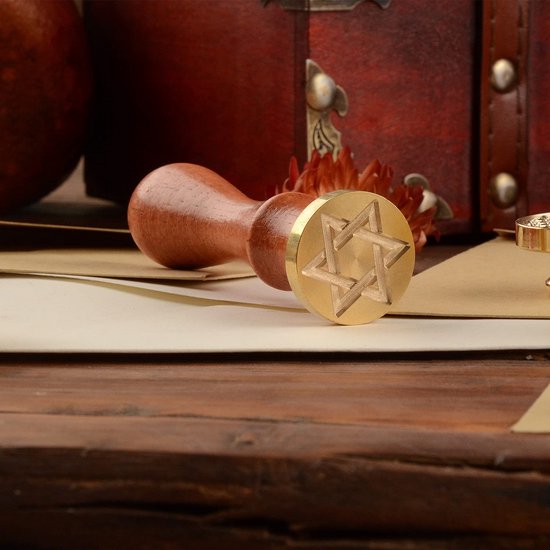 Ster van David Zegelstempel Set - Koperen Zegelstempel met Houten Steel ...