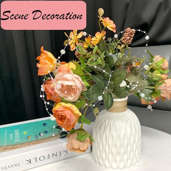 Decoratieve Kraal Slinger - Wit met Rozen Kralen - 10 m Lange DIY ...