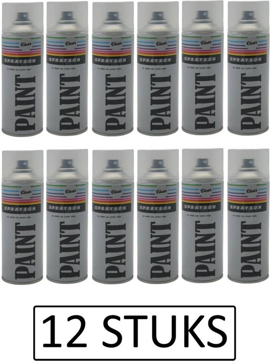 Sprayson Verf Spuitbus - Spuitlak - Blanke Lak - 400 ml. - 12 stuks | bol.com