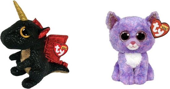 Ty - Knuffel - Beanie Boo's - Grindal Dragon & Cassidy Cat | bol.com