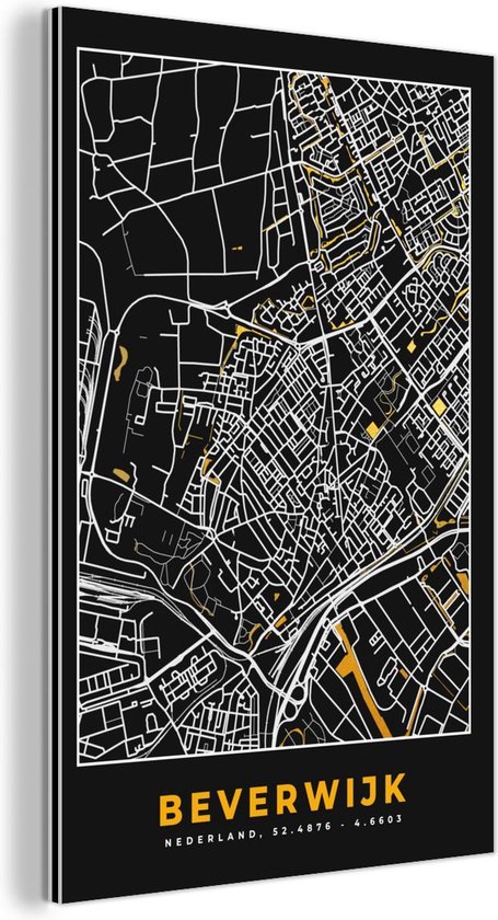 Décoration murale Métal - Peinture Aluminium - Carte - Beverwijk - Or ...