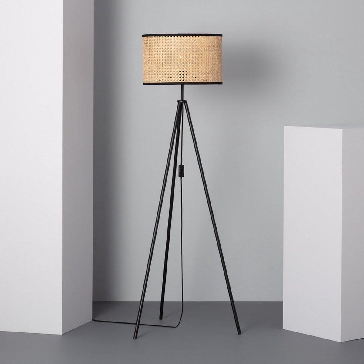 Staande lamp Rotan - vloerlamp hout bamboe woonkamer | bol.com