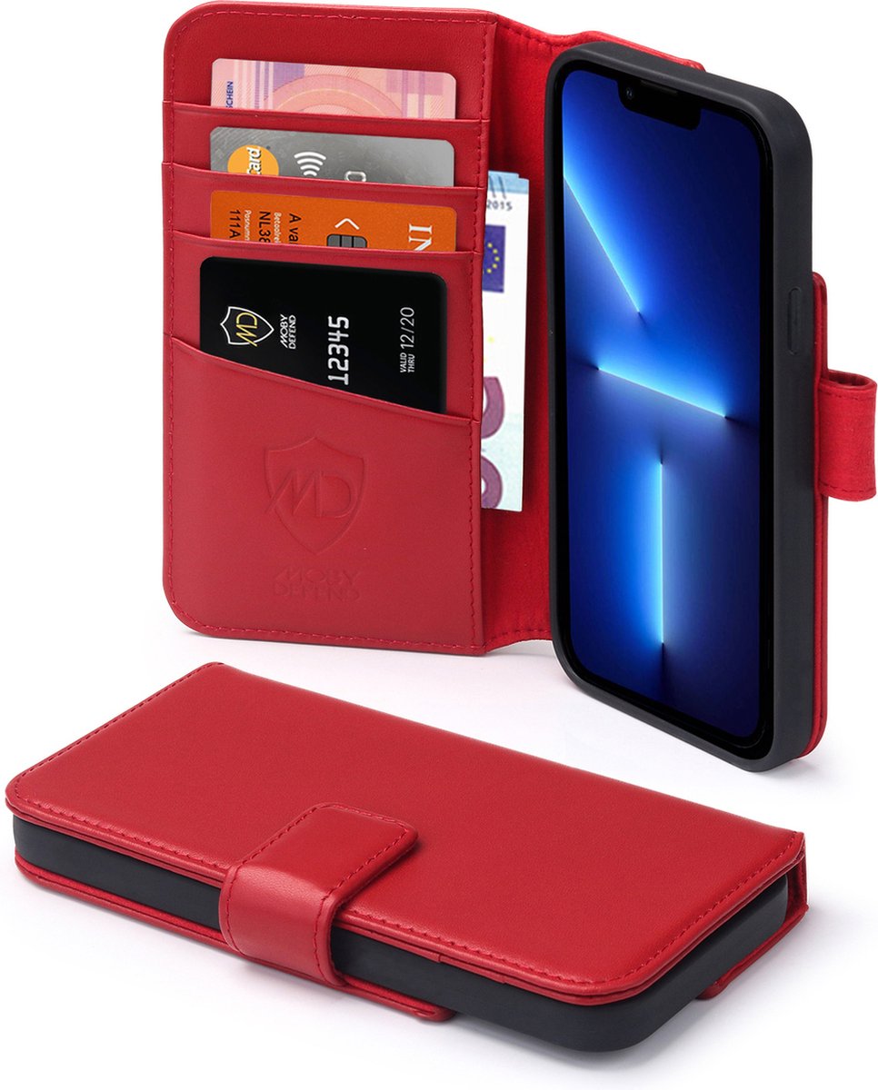 iPhone 13 Pro Hoesje - Luxe MobyDefend Wallet Bookcase - Rood - GSM ...