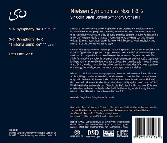London Symphony Orchestra - Nielsen: Nielsen/Symphonies No.1 & 6 (CD), Colin Davis |... | bol.com