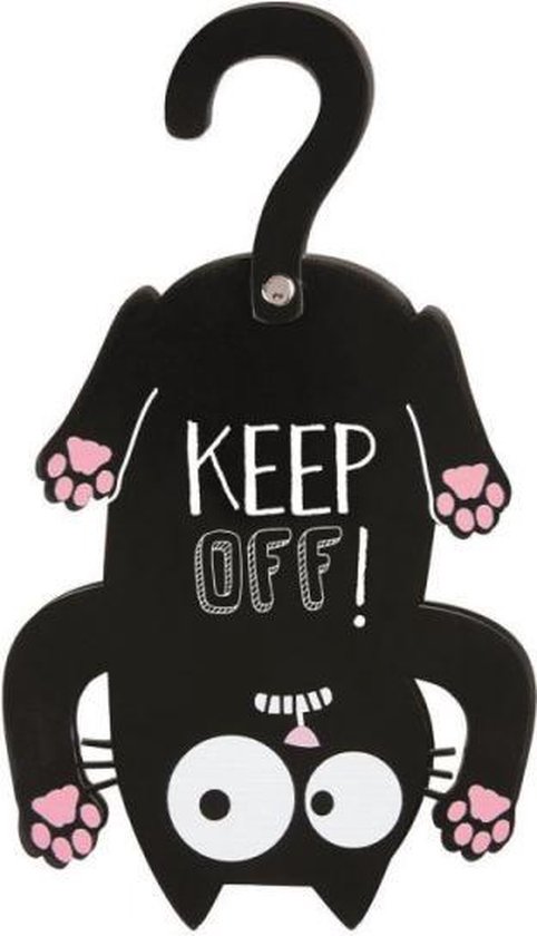 deurhanger Ed the cat 25 cm hout zwart | bol.com
