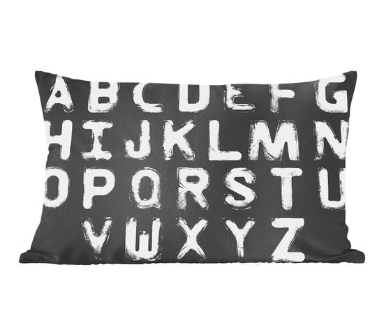 Het alfabet in witte letters - zwart wit | bol