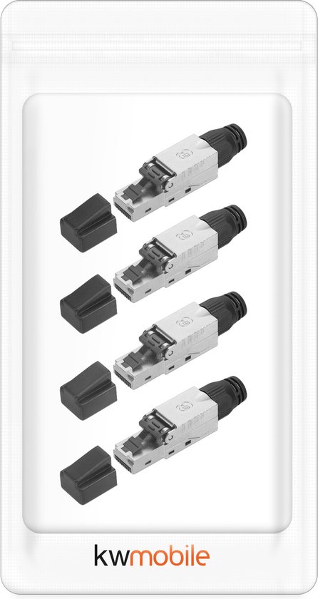 kwmobile 4x RJ45-stekker - Set van 4 Cat6A RJ45 netwerkstekkers - Voor ...