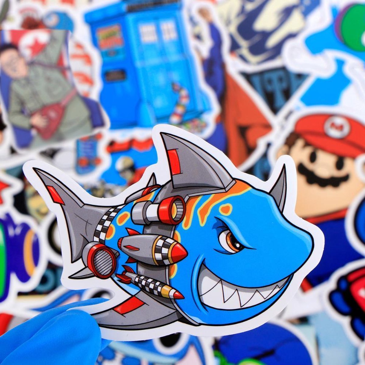Random sticker mix met 50 blauwe stickers - oa Superhelden, Cartoons ...