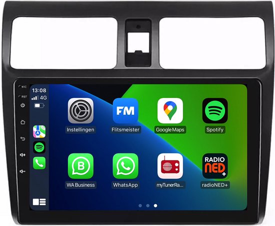 Carplay autoradio geschikt voor Suzuki Swift | 2004 t/m 2010 | Android 13 | Draadloos... | bol