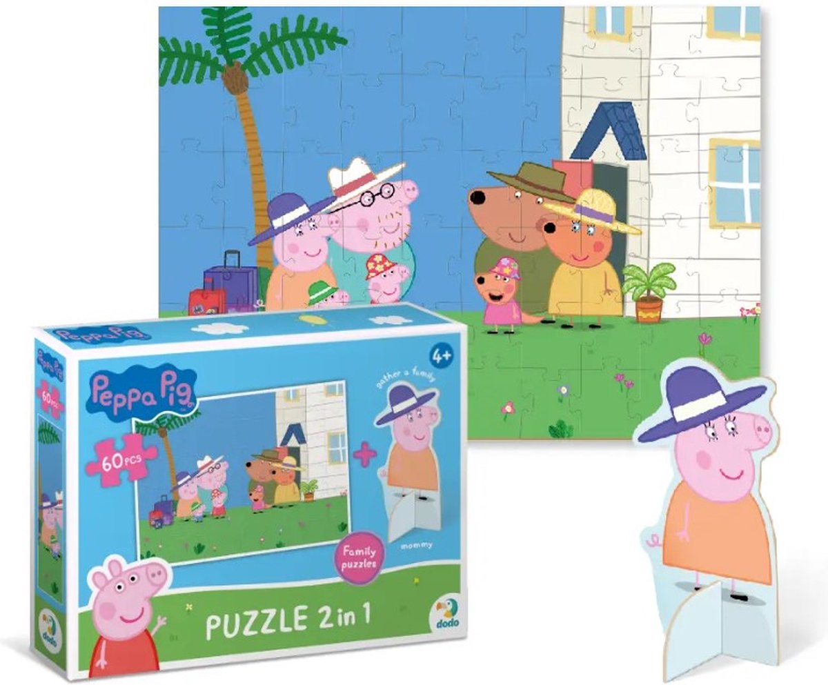 DODO Toys - Peppa Pig Puzzel 2-in-1 met Mommy Speelfiguur 4+ - 60 ...