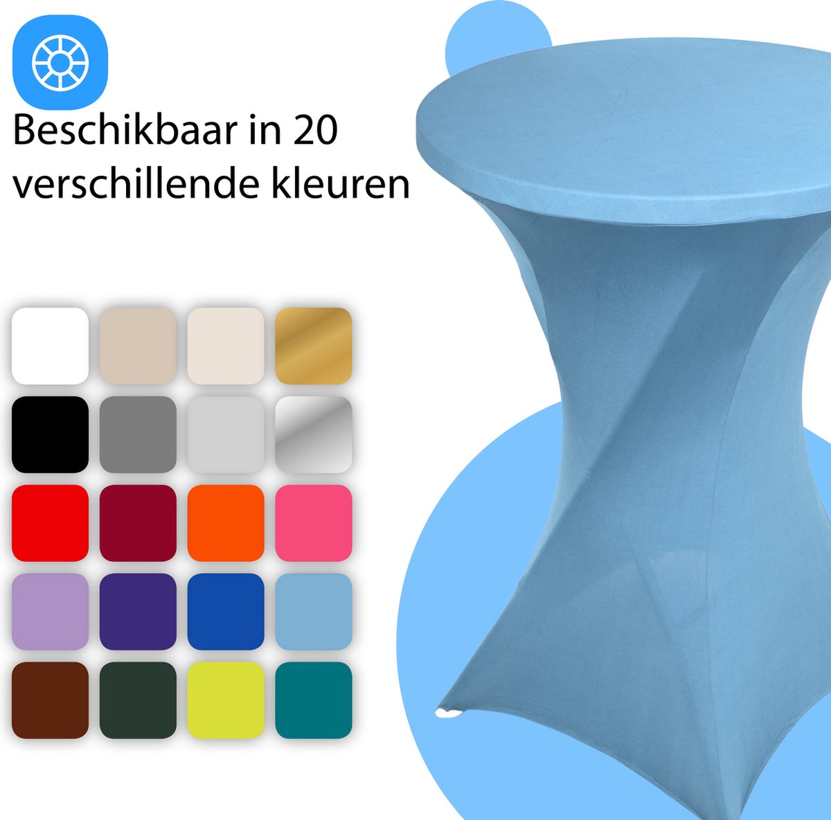 Statafelrok Licht Blauw / Baby Blauw x 2 – ∅80-85 x 110 cm – Stretch 2 stuks –... | bol