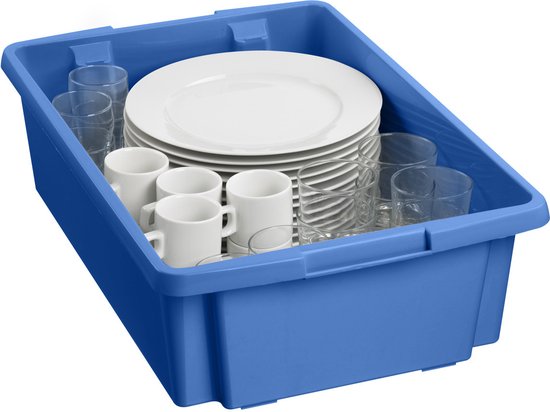 Sunware set van 2x opslagboxen 17 liter blauw 45 x 36 x 14 cm met ...