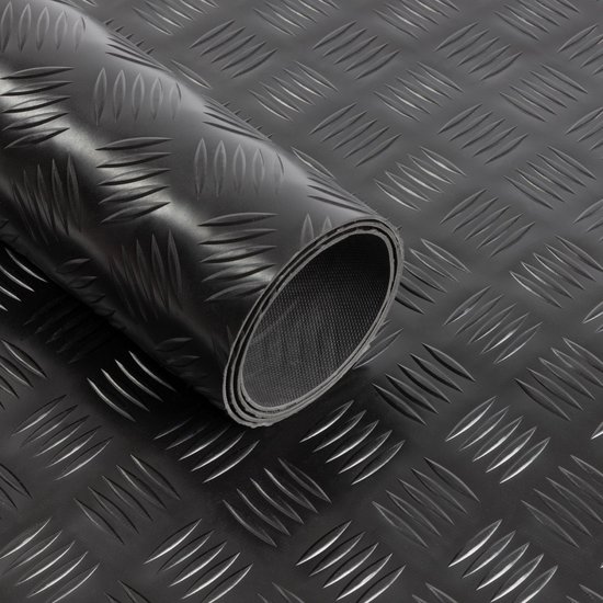etm Rubber loper - Rubbermat - Diamond Cut - 2 mm - Zwart - 120 x 200 ...