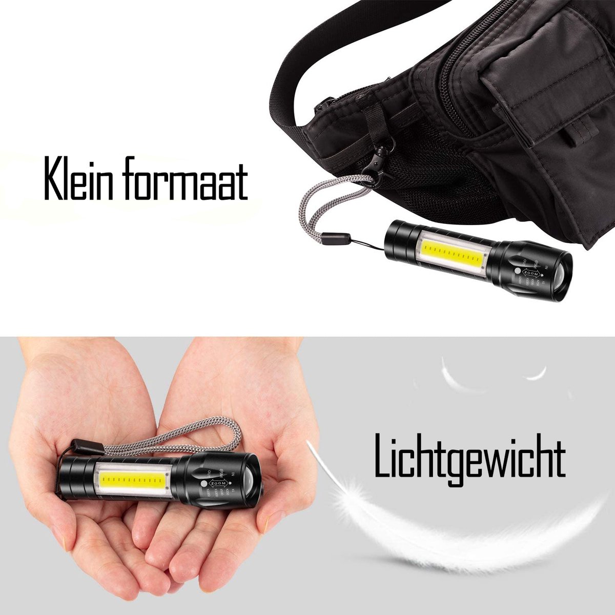 Qtronic Zaklamp LED oplaadbaar met zoomfunctie - 2-pack - Militaire zaklamp -... | bol.com