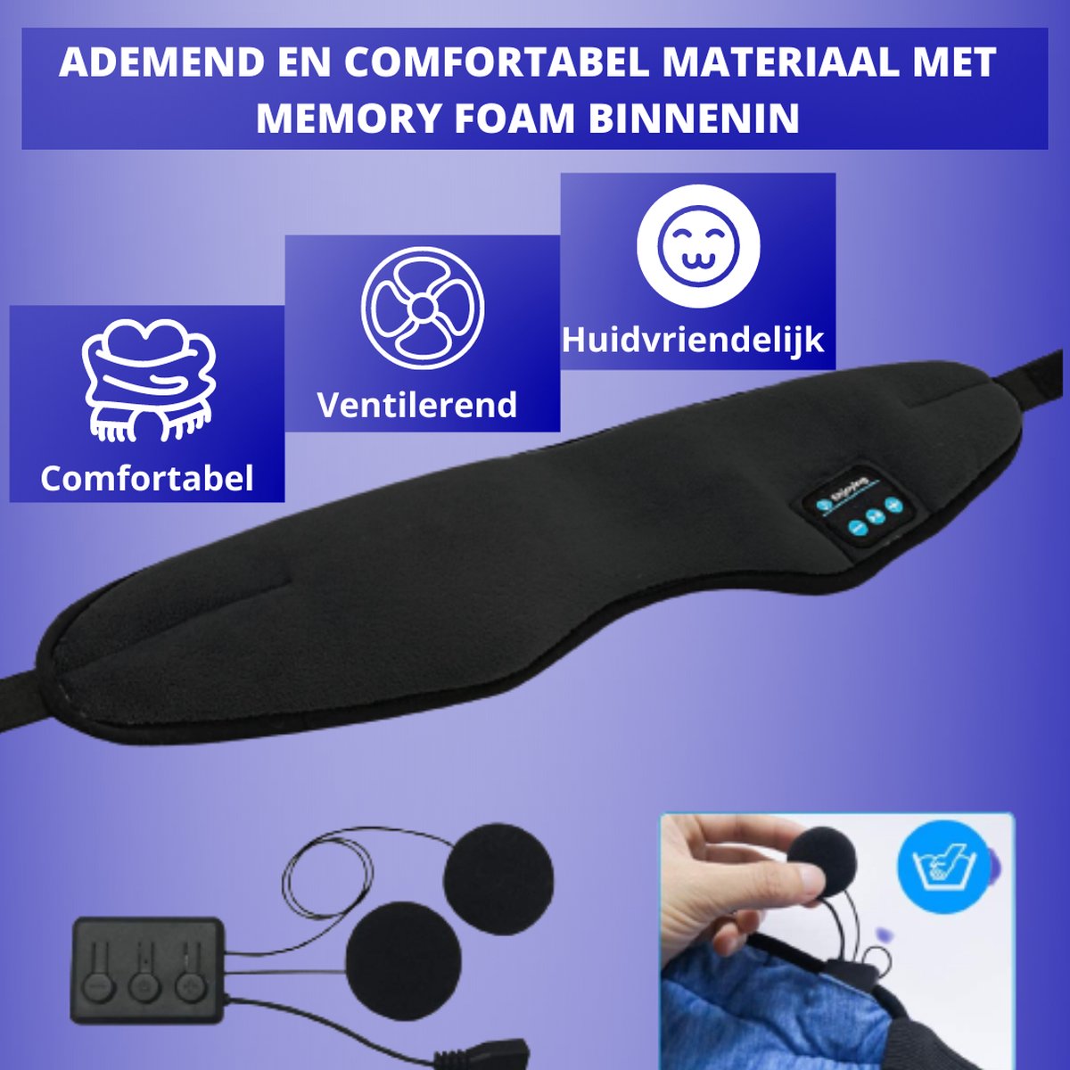 Slaapmasker bluetooth - Slaap Koptelefoon - Zwart | bol.com