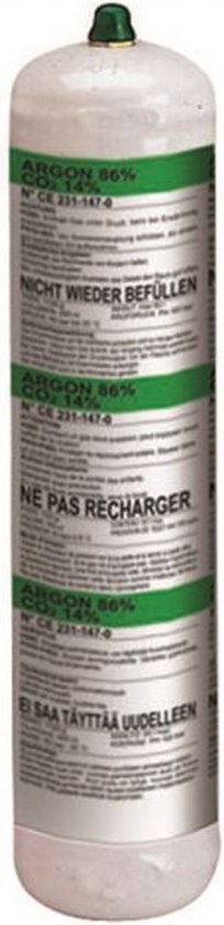 TELWIN - 86% argon - 14% C02 Lasgas wegwerpfles 1 liter - M10 - 1 L ...
