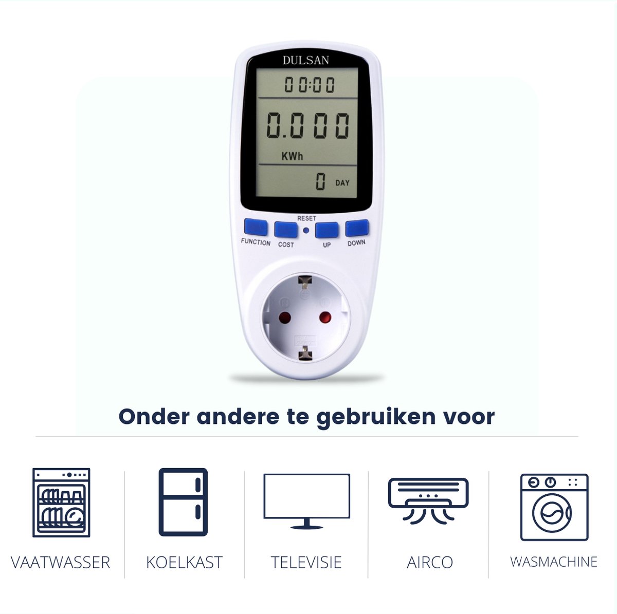 Dulsan Energiemeter Verbruiksmeter - KWh meter - Meerdere functies | bol
