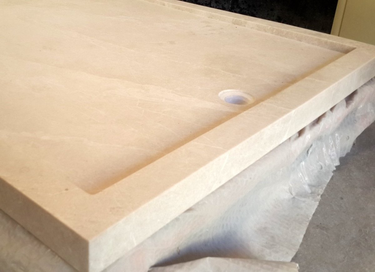 Marmeren Douchebak - Vierkant - 90x90x5cm - Beige | bol.com