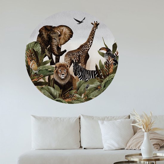 Muursticker rond jungle - muurstickers kinderkamer - babykamer - dieren - | bol.com