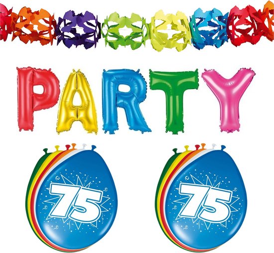 Folat - 75 jaar verjaardag versiering slingers/ballonnen/folie letters ...