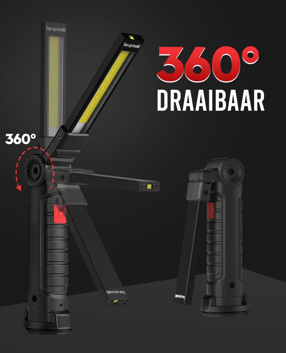Werklamp 2 stuks LED Oplaadbaar Looplamp Auto Zwart | bol.com