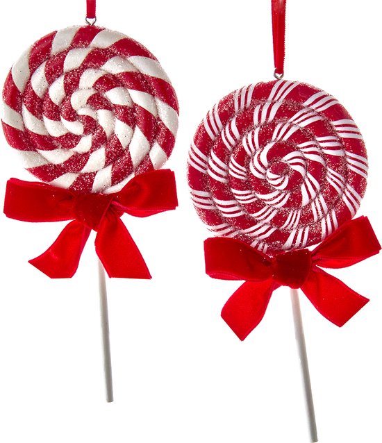 Kurt S. Adler Kerstornament - Pepermunt Swirl Lolly - set van 2 - rood ...
