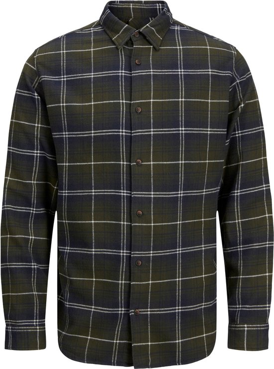 Jack & Jones - Heren Overhemden JJplain Autumn Check Shirt LS - Groen ...