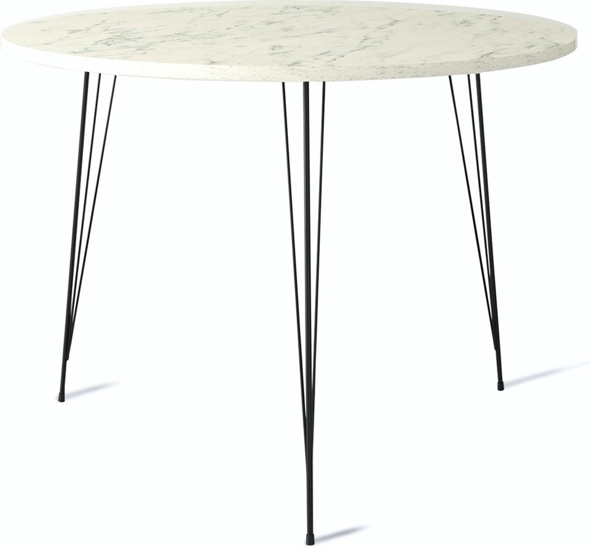 Ronde Wit Marmeren Eettafel Ø 90 cm - Marmerlook 3-poot zwart - Tijke ...