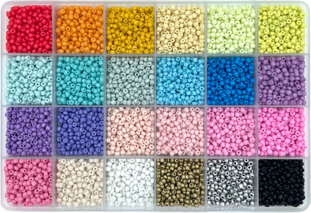Rocailles Kralen Set - 11.000 stuks - 3mm - 24 kleuren | bol.com