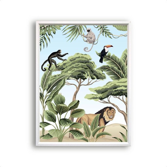 Postercity - Poster Jungle Safari Lion Singe Toucan aquarelle ...