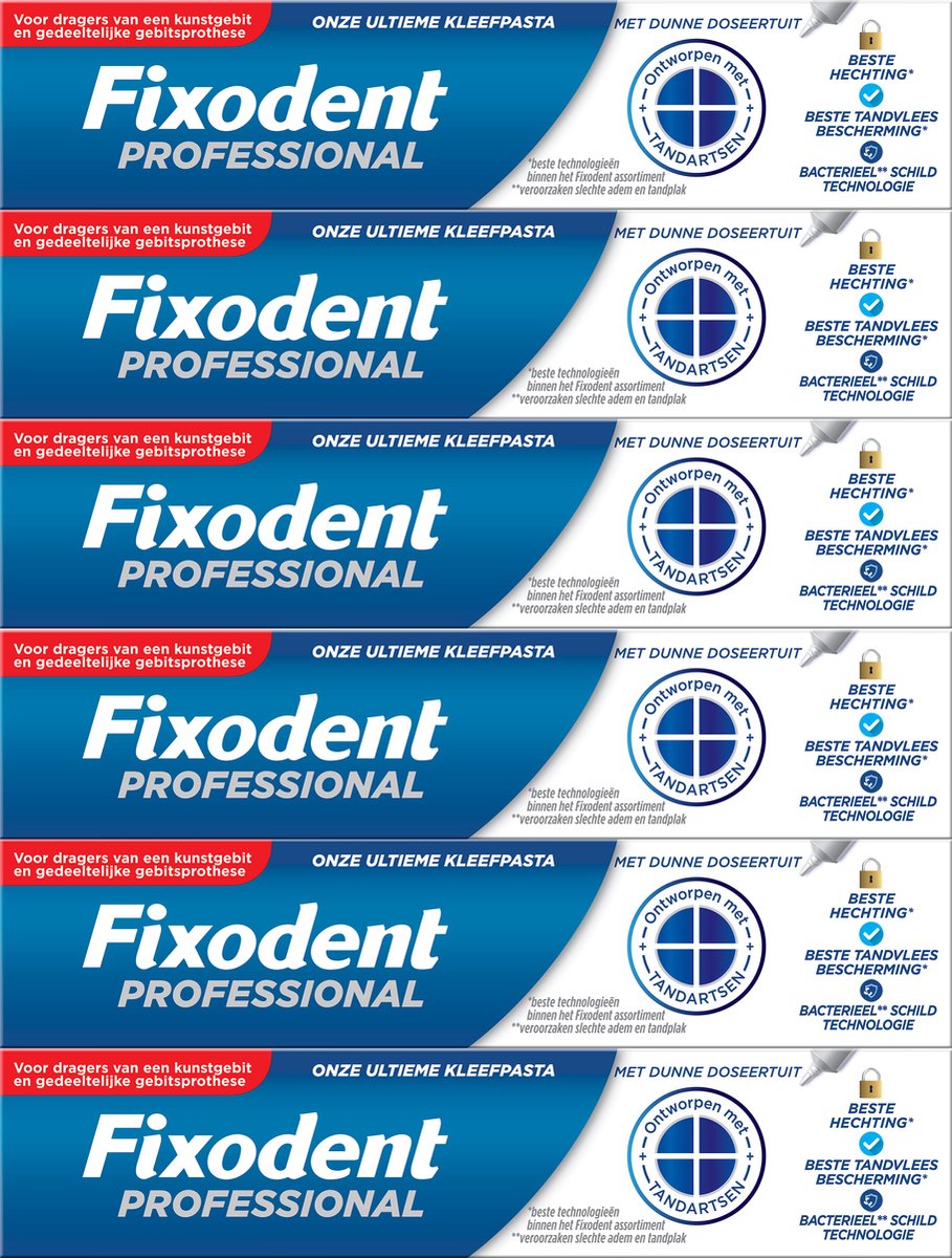 Fixodent Professional - Kleefpasta - 6 x 40g - Voordeelverpakking | bol