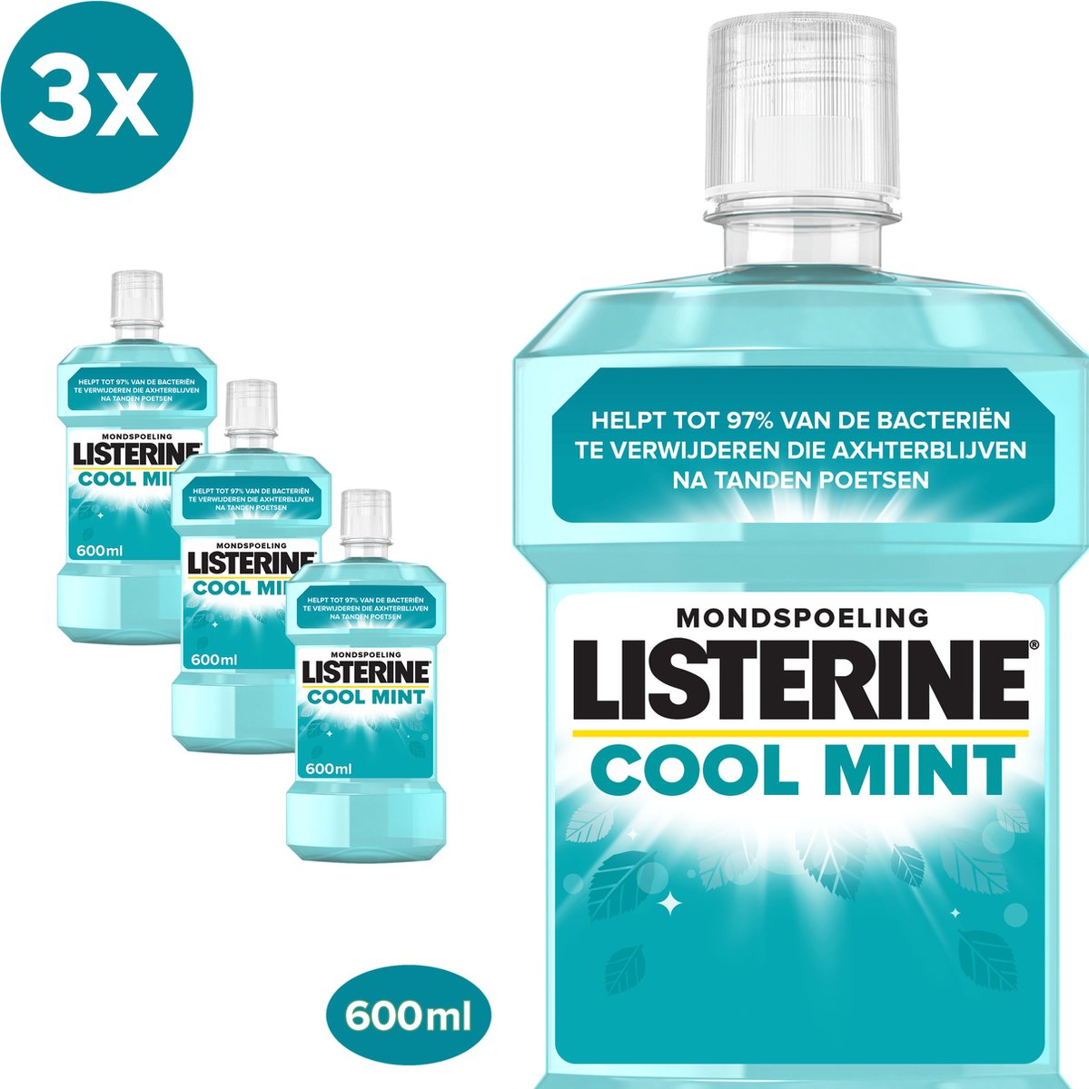 Listerine® Fresh Mint, rince-bouche aux huiles essentielles pour une ...