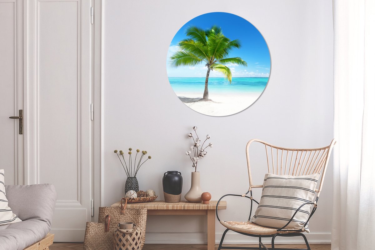 WallCircle - Behangcirkel - Behangsticker - Strand - Zee - Palmboom - Zelfklevend... | bol.com