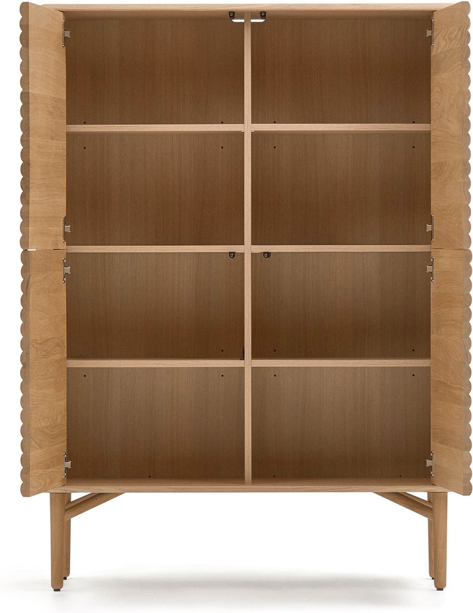 Kave Home - Lenon hoog dressoir met 4 deuren massief hout en eiken ...